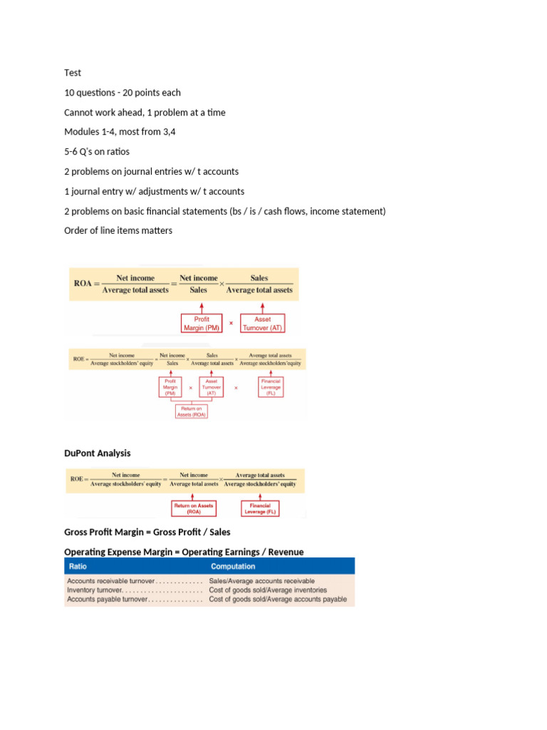 Accounting Test 1 Note Sheet | PDF
