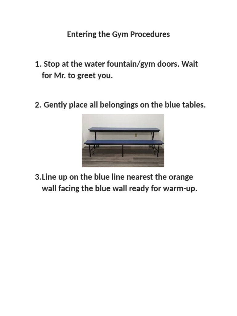 Entering The Gym Procedures | PDF | Cooking, Food & Wine | Science ...