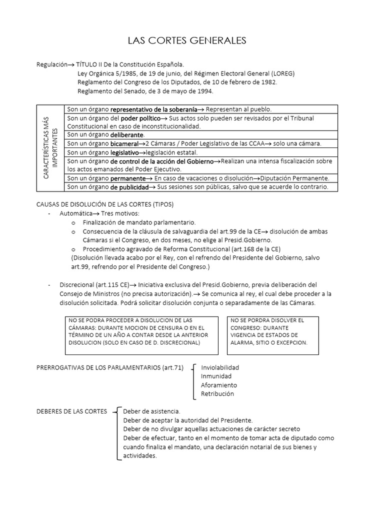 T3 Las Cortes Generales | PDF | Cortes Generales | Legislador