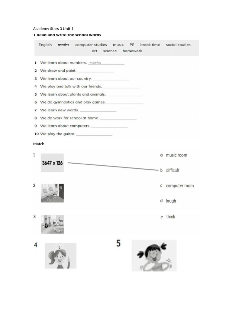 Academy Stars 3 Unit 1 | PDF