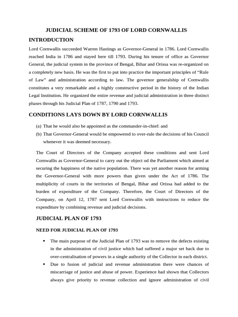 Cornwallis Judicial Reforms of 1793 | PDF | Magistrate | Judge
