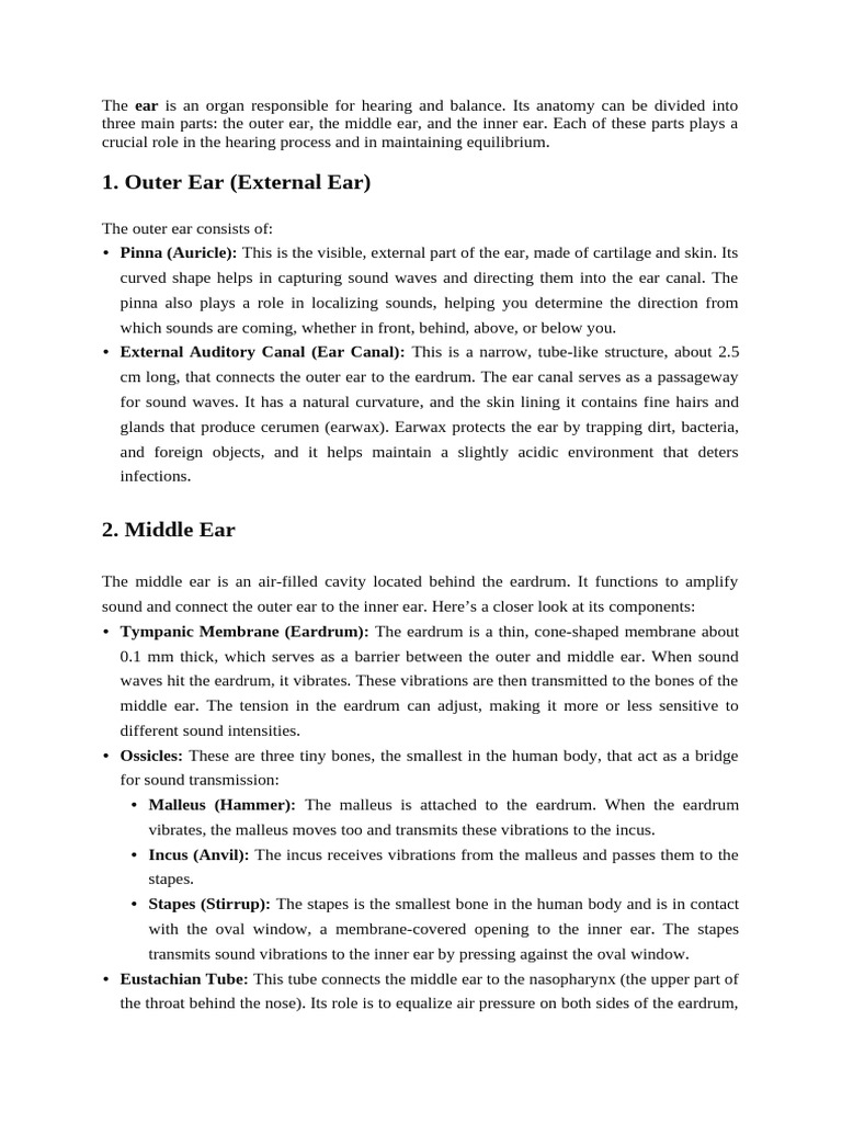 The ear | PDF | Ear | Vestibular System