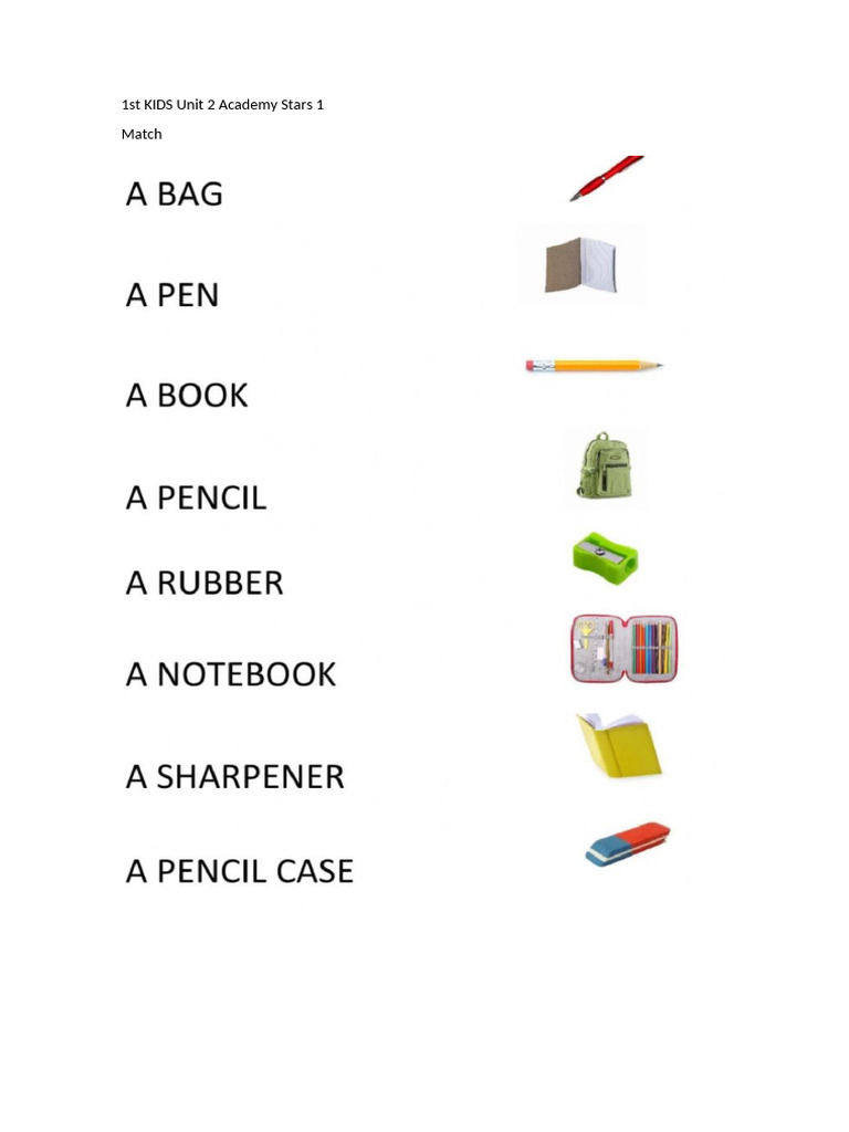 1st KIDS Unit 2 Academy Stars 1 | PDF