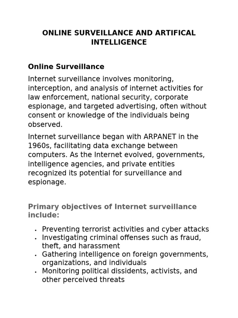 Online Surveillance and Artifical Intelligence | PDF | Artificial ...