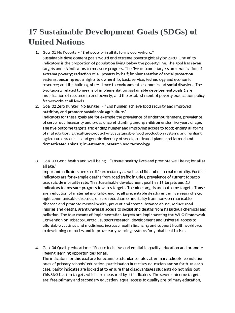 17 Sustainable Development Goals | PDF | Sustainability | Food Security
