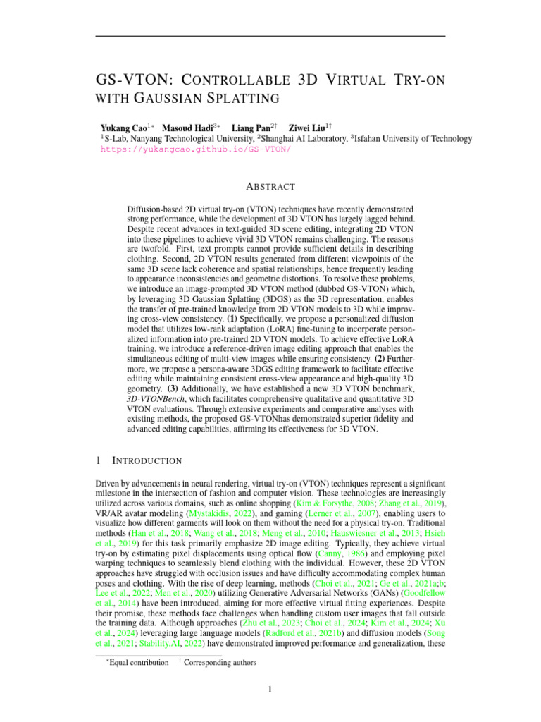 GS-VTON Controllable 3D Virtual Try-On With Gaussi | PDF | 3 D Computer Graphics