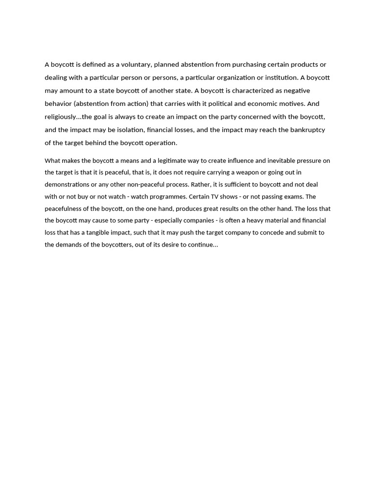 A Boycott Is Defined As A Voluntary | PDF | Boycott | Pepsi Co