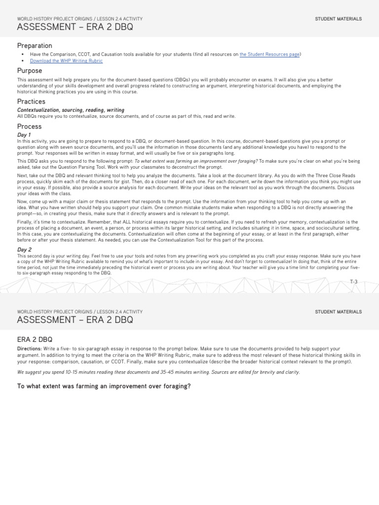 DBQ Assessment: Farming vs. Foraging | PDF | Hunter Gatherer