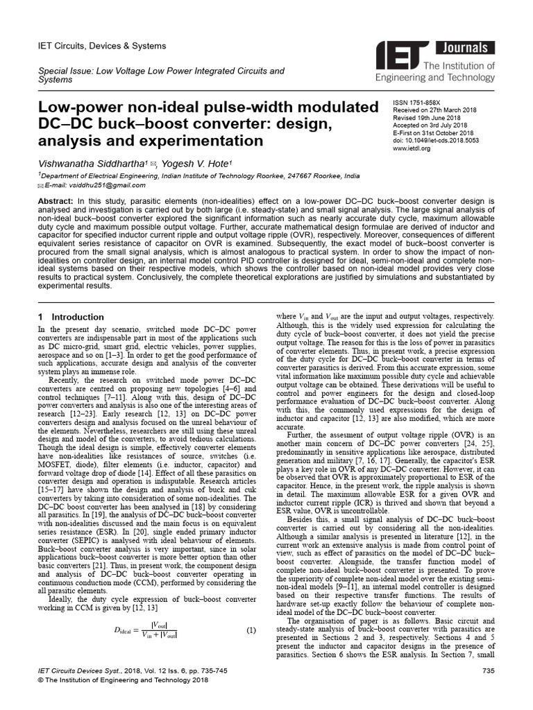IET Circuits Devices Syst - 2018 - Siddhartha - Low Power Non Ideal Pulse Width Modulated DC DC ...