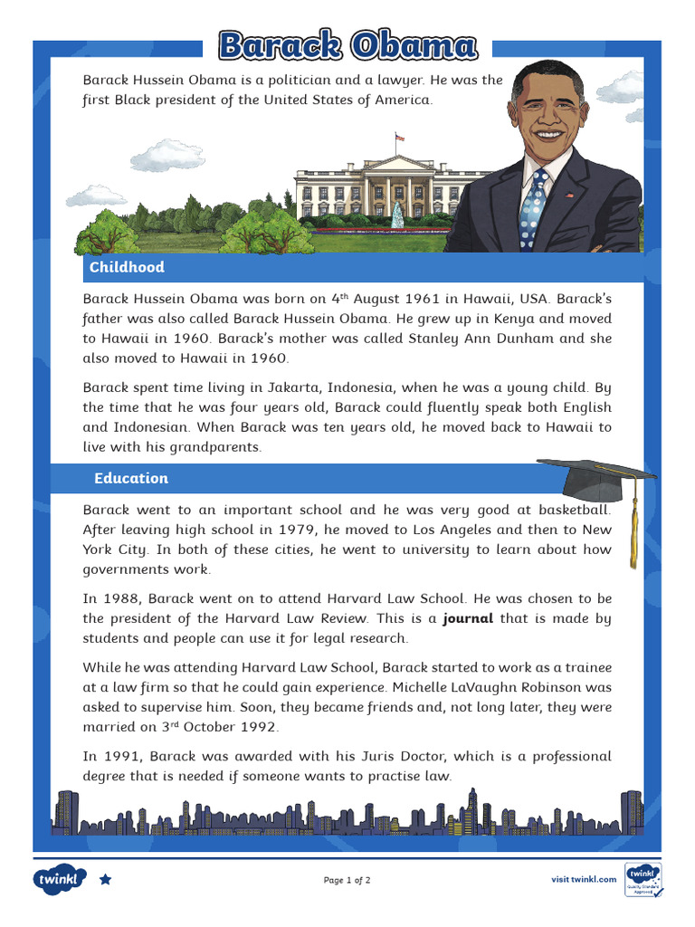 Barack Obama Reading Comprehension | PDF | Barack Obama