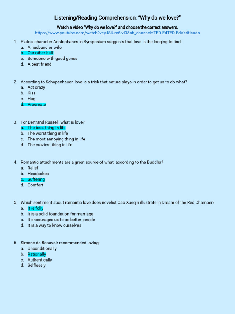 Why Do We Love:homework | PDF