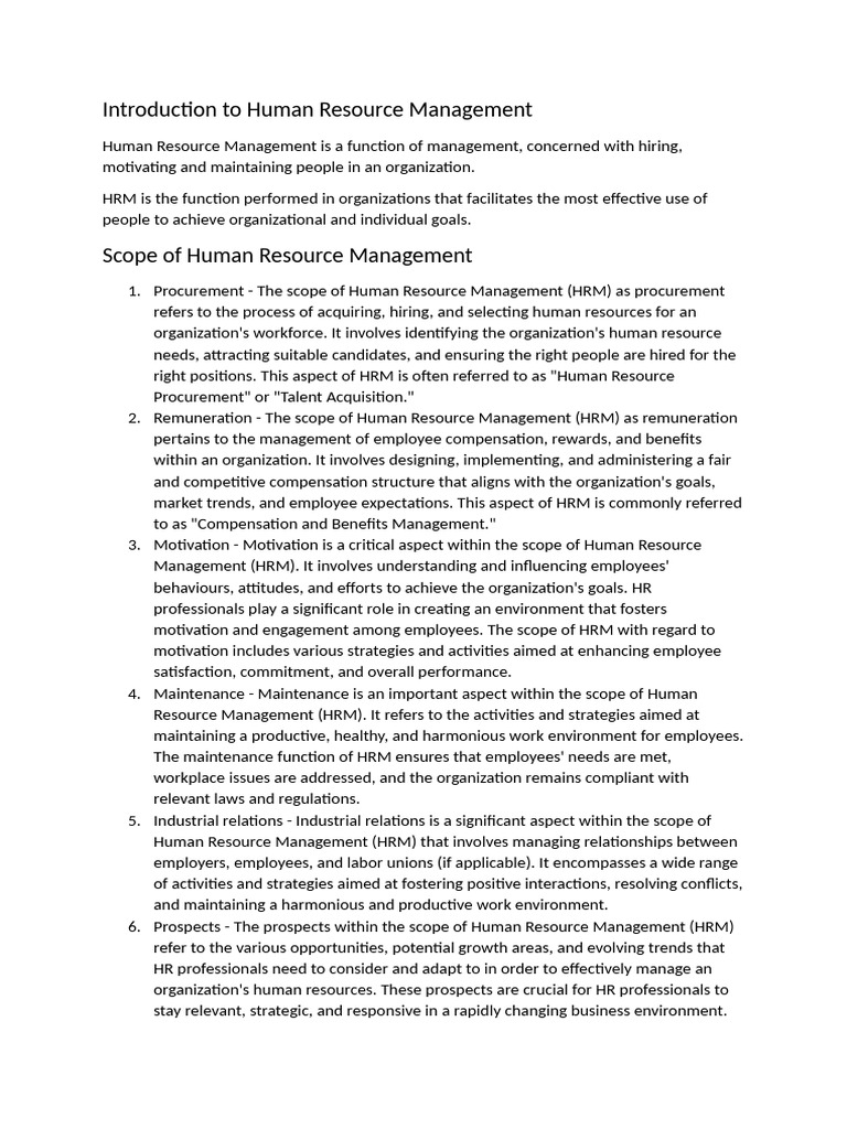 Human Resource Management Notes | PDF | Human Resource Management ...