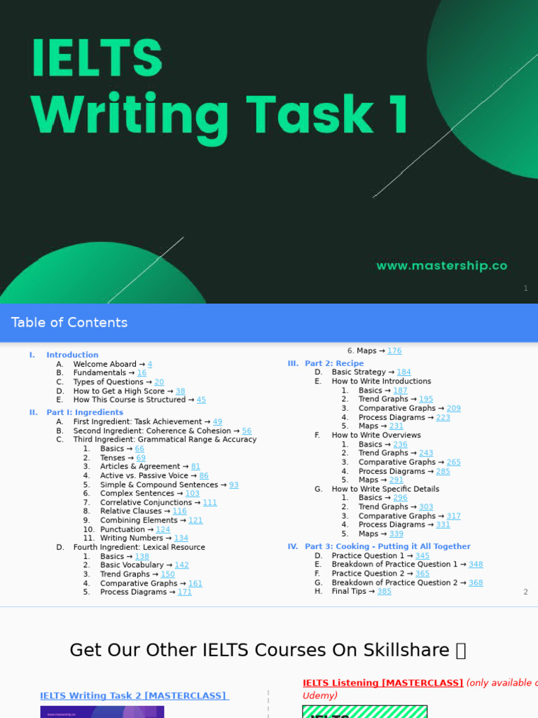(IELTS AT Writing Task 1) THE BOOK by Mastership (Skillshare) | PDF | Noun | International ...