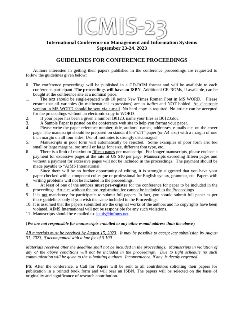proceedings_guidelines | PDF | Microsoft Word | Publishing