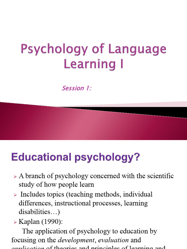 Lecture 1 Psycho of Language Learning1-1 | PDF | Learning | Reinforcement