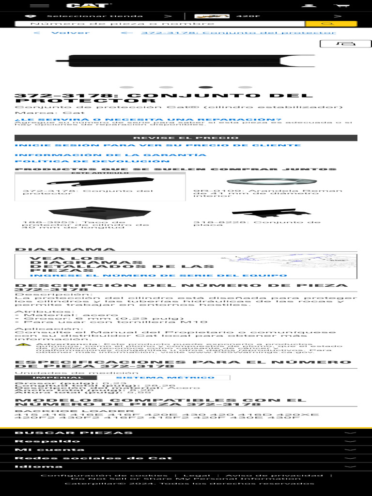 372-3178 Conjunto Del Protector Cat® Parts Store | PDF | Hogar ...