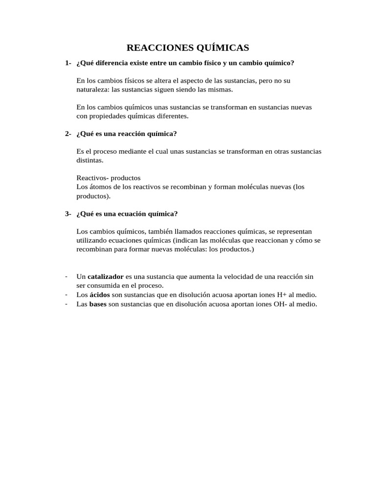 Reacciones Químicas | PDF | Ciencia y matemáticas