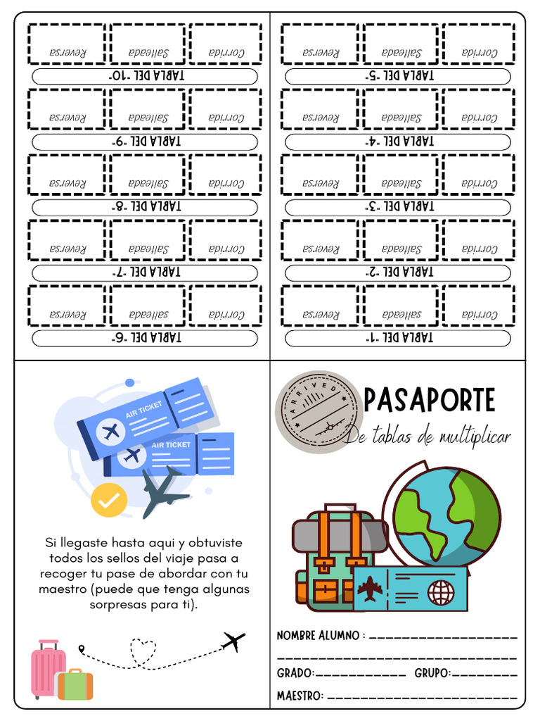 Pasaporte de Tablas de Multiplicar | PDF