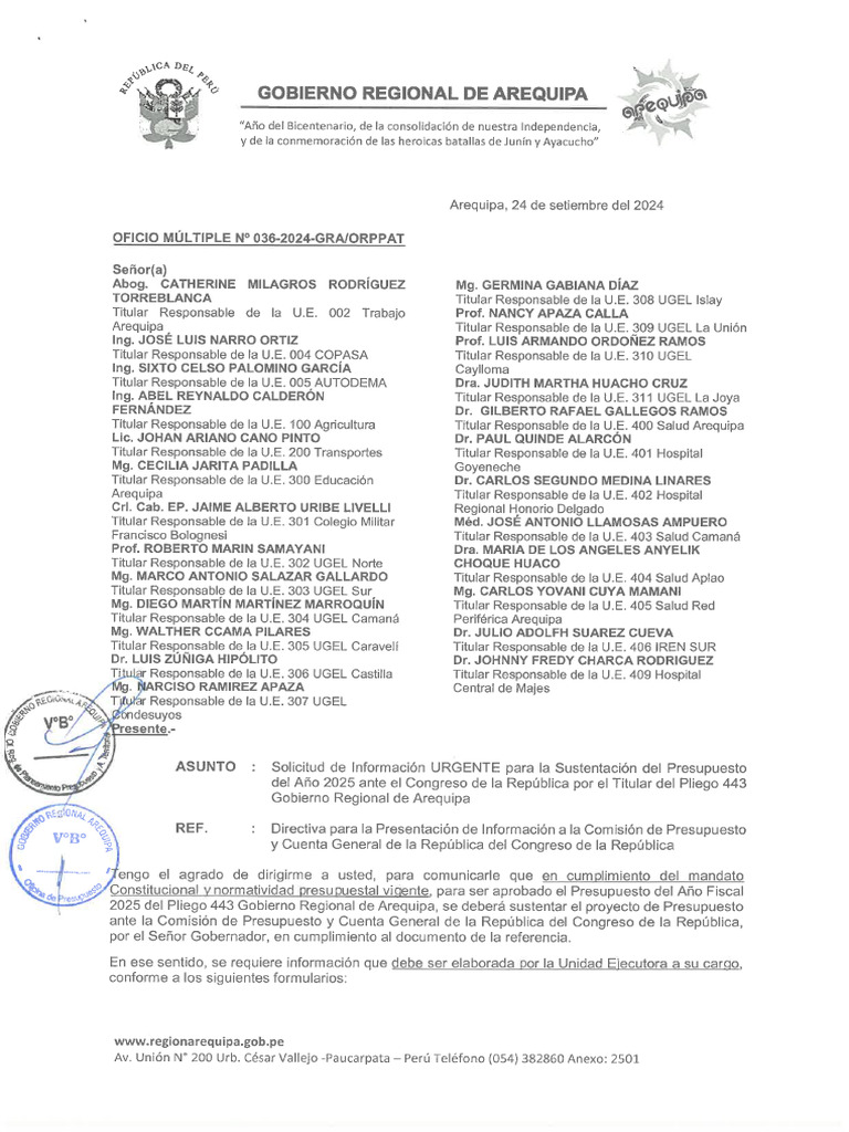 Oficio Múltiple 036-2024-Gra-Orppat | PDF