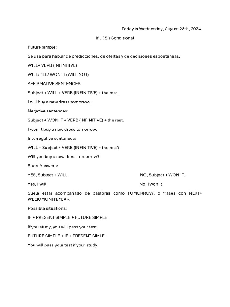 Conditional Type 1 and Future Simple | PDF