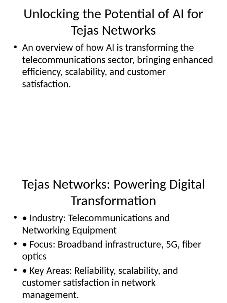 AI Adoption Presentation Tejas Networks | PDF