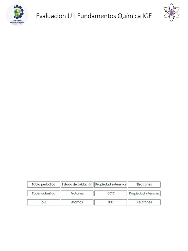 Examen U1 Fundamentos Quimica Ige | PDF | Química | Sólido