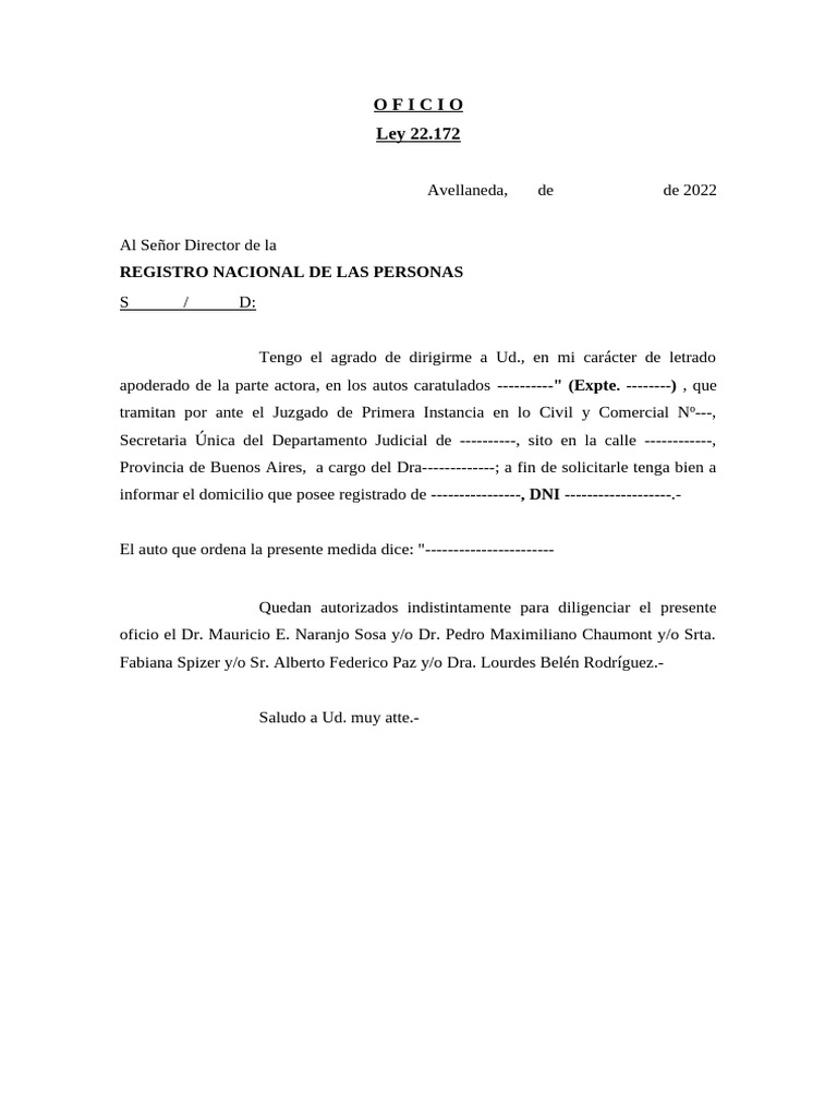 Oficio Al Renaper | PDF