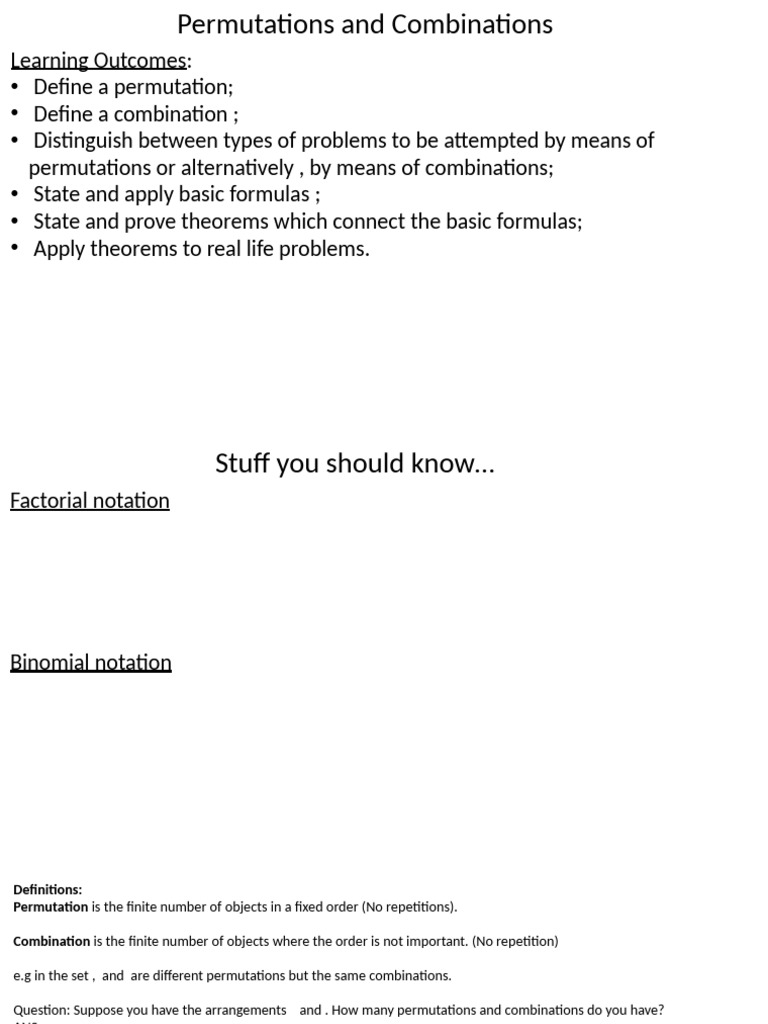 Permutations and Combinations Explained | PDF | Permutation | Real Number