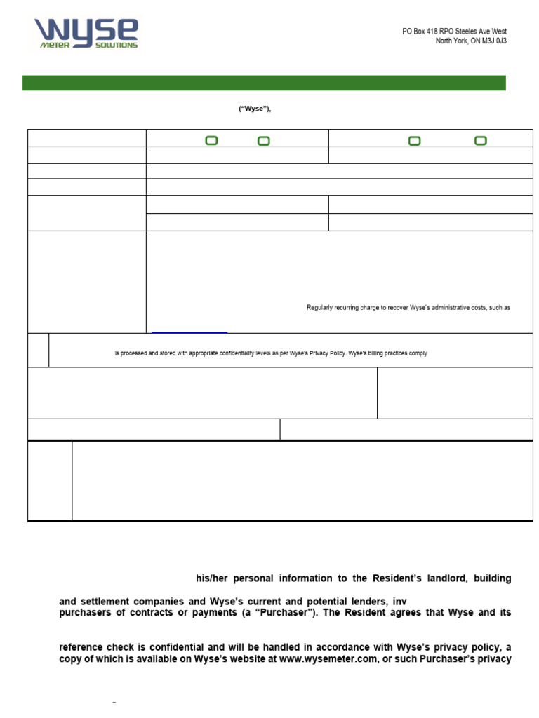 Wyse Utility Services Enrollment Form | PDF | Payments | Fee