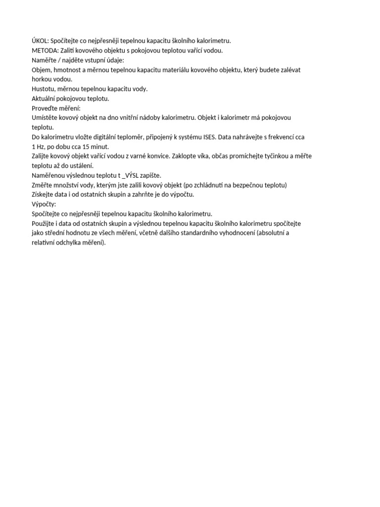 Laborky Kalorimetr | PDF