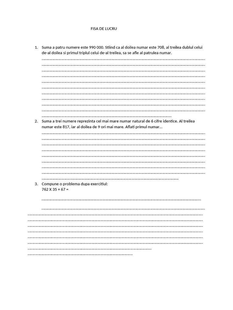 330 Fisa de Lucru | PDF