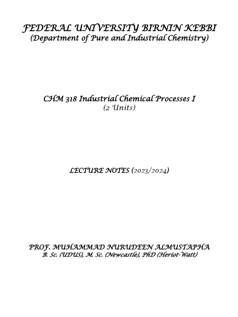 CHM 318 Lecture Note-23'24-Fubk | PDF | Polymerization | Polymers