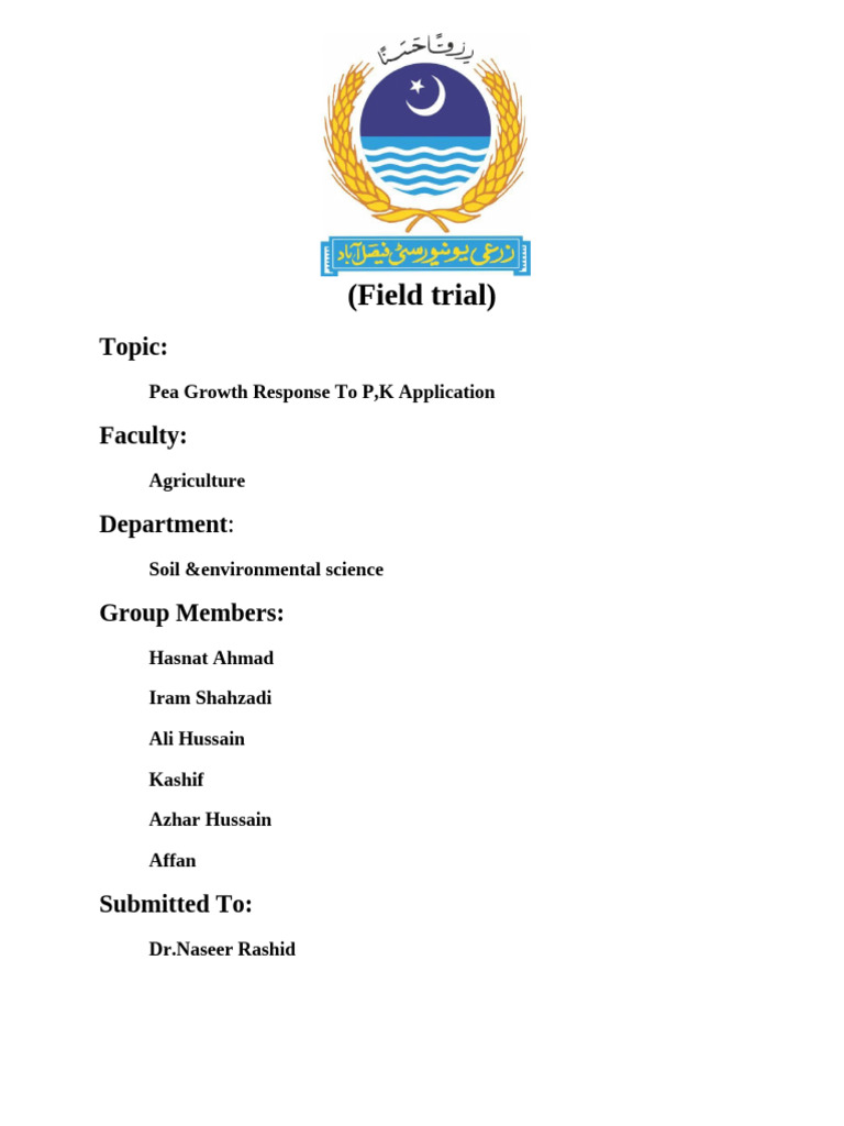 Field Trial Report-1 | PDF | Legume | Plant Nutrition