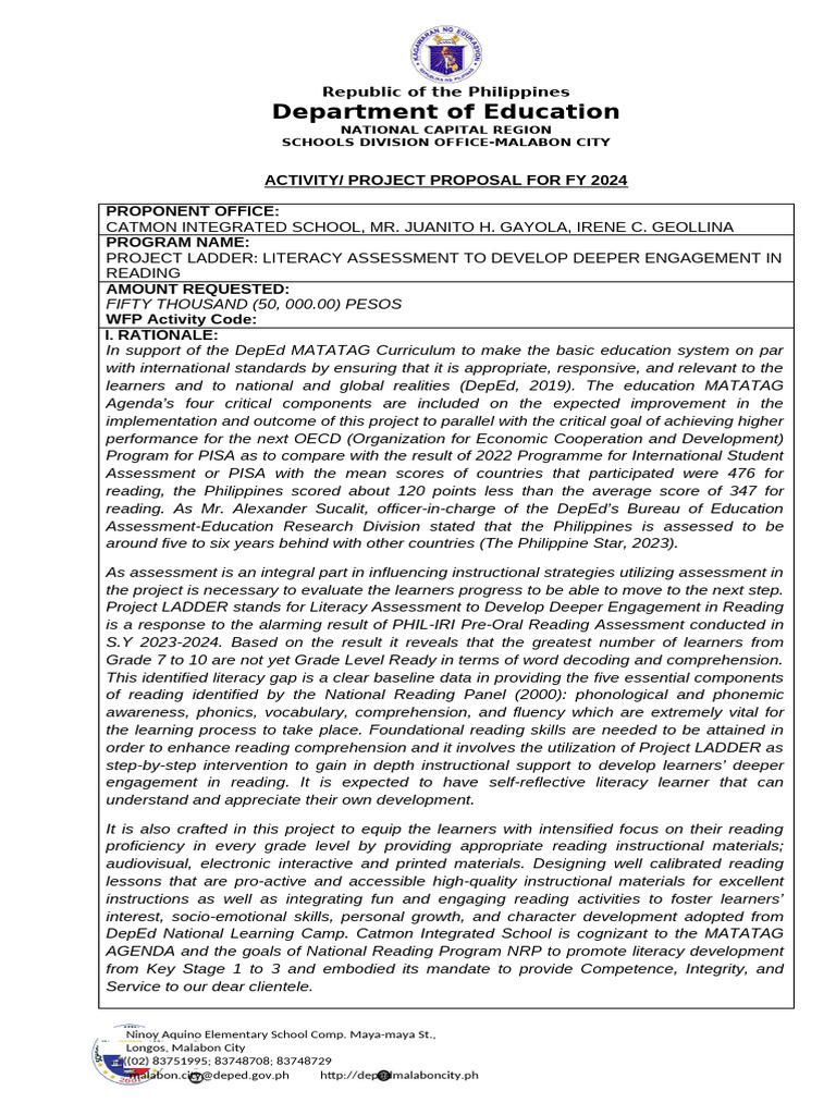 Project LADDER: Literacy Initiative 2024 | PDF | Literacy | Pedagogy