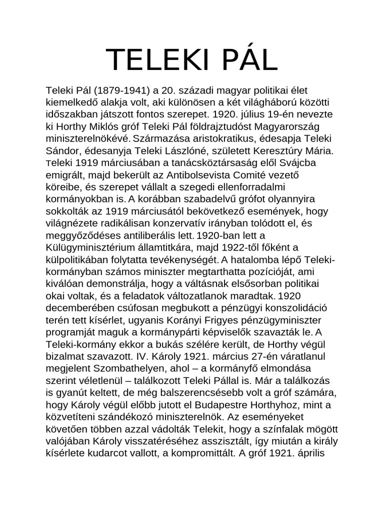 Teleki Pál | PDF