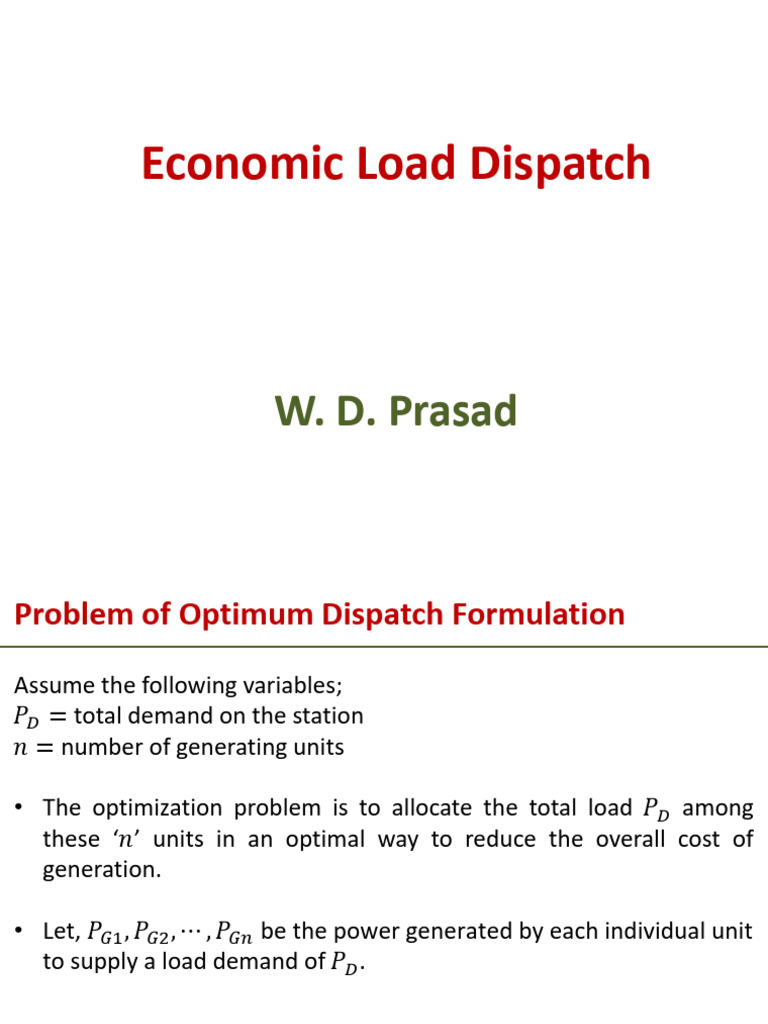 Lecture 2 - Economic Dispatch | PDF | Mathematical Optimization | Applied Mathematics