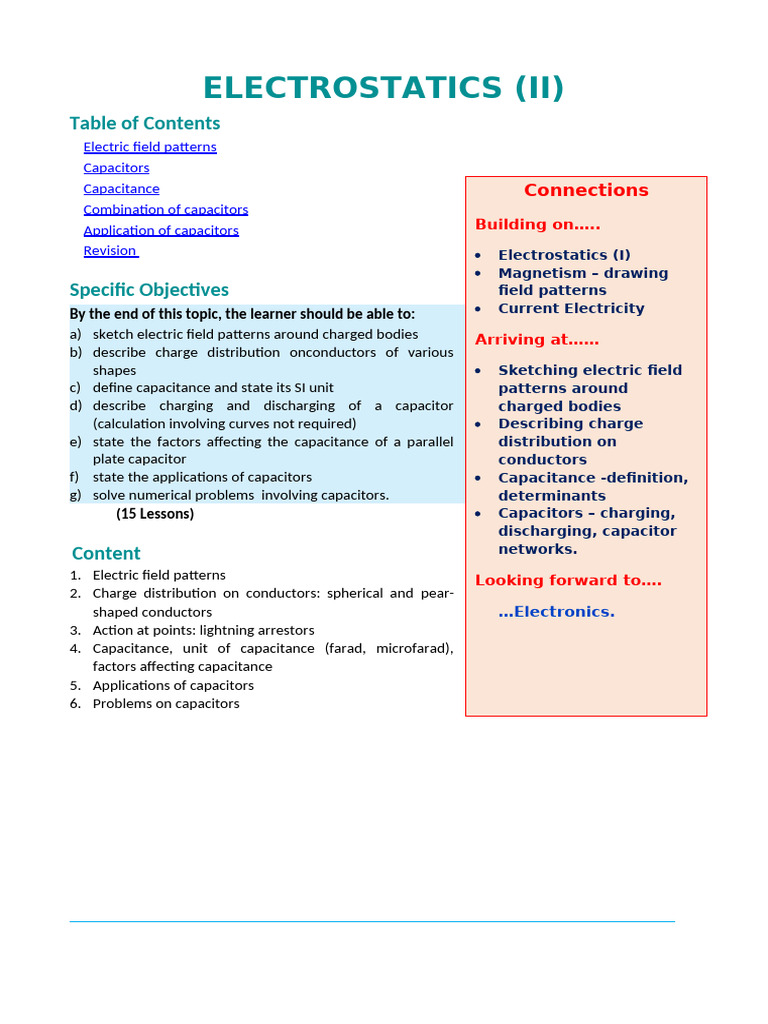 3.7 Electrostatics (II) | PDF | Capacitor | Capacitance
