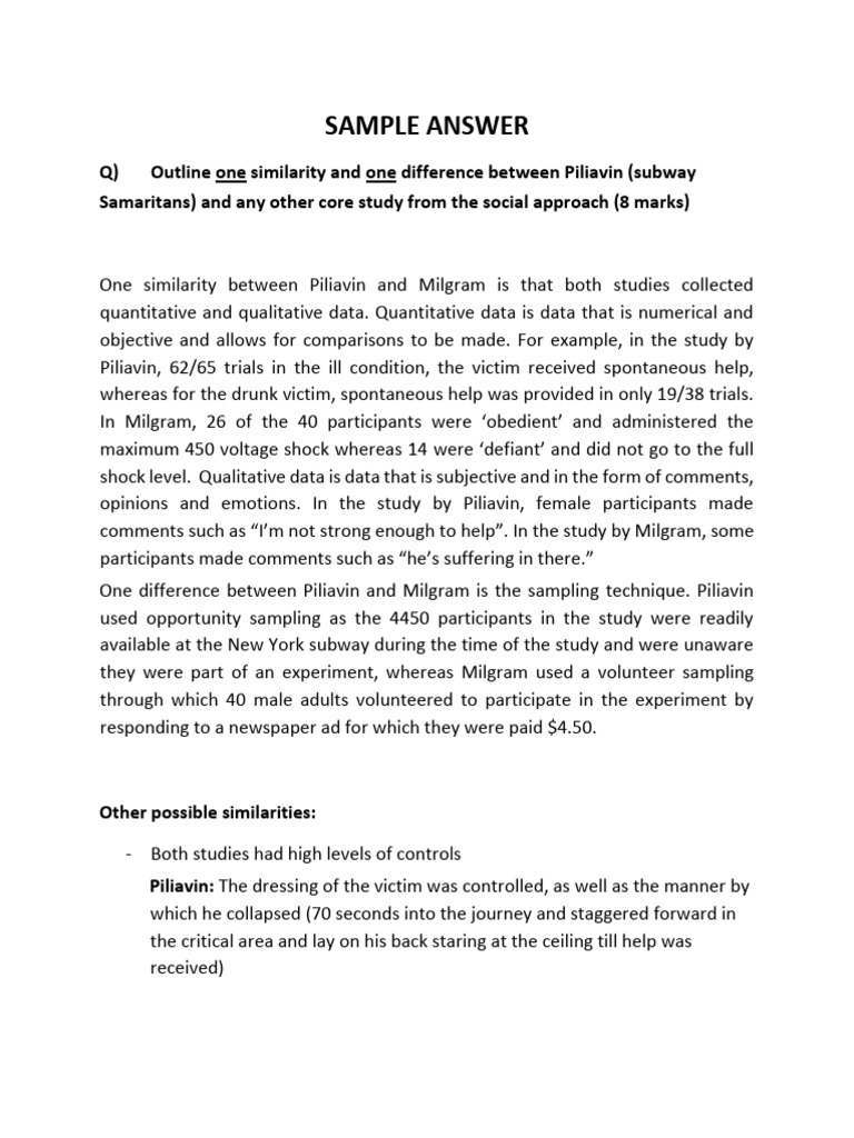 All 8 mark sample p1 answers | PDF | Obedience (Human Behavior) | Deception