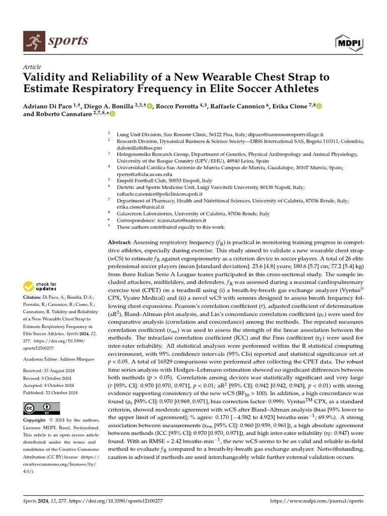 Validity and Reliability of A New Wearable Chest Strap To Estimate ...