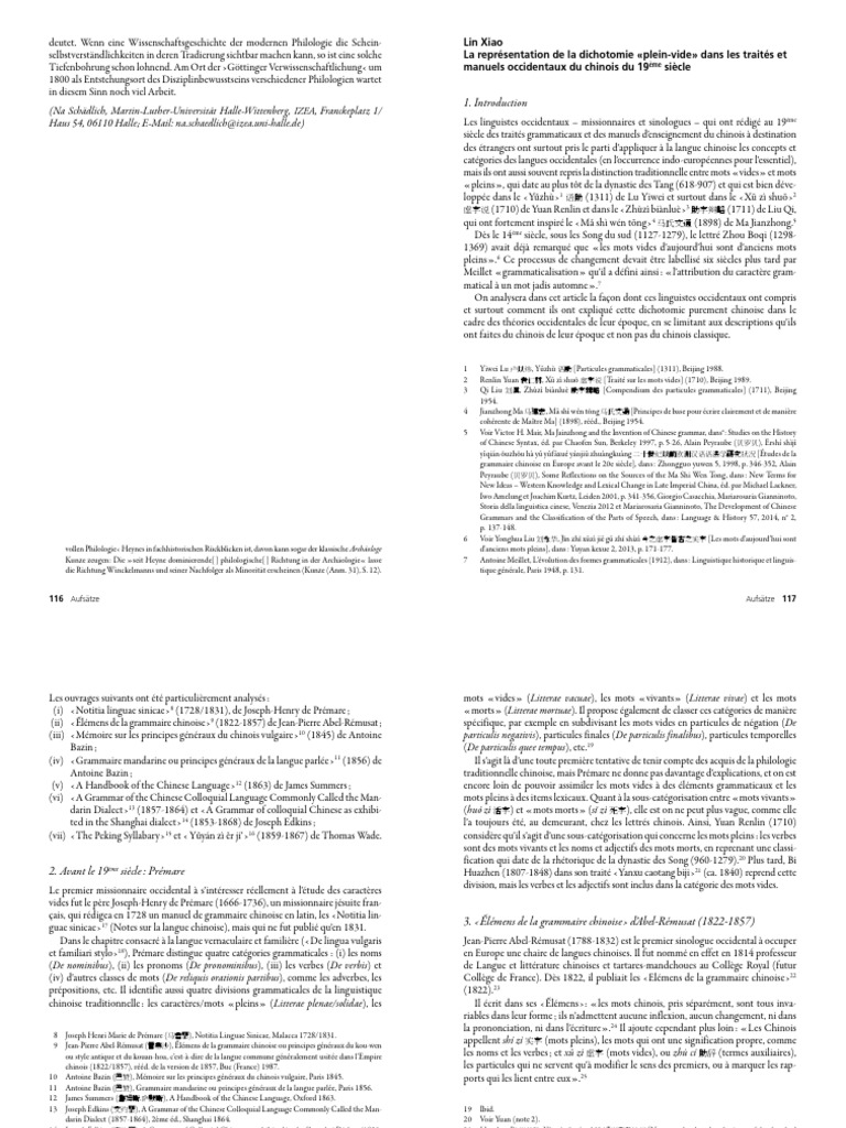 Dichotomie plein-vide en chinois du 19e siècle | PDF | Verbe | Adposition