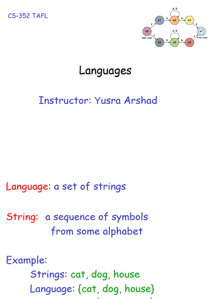 Lecture 7 Regular Languages and Its Properties | PDF | String (Computer Science) | Syntax (Logic)