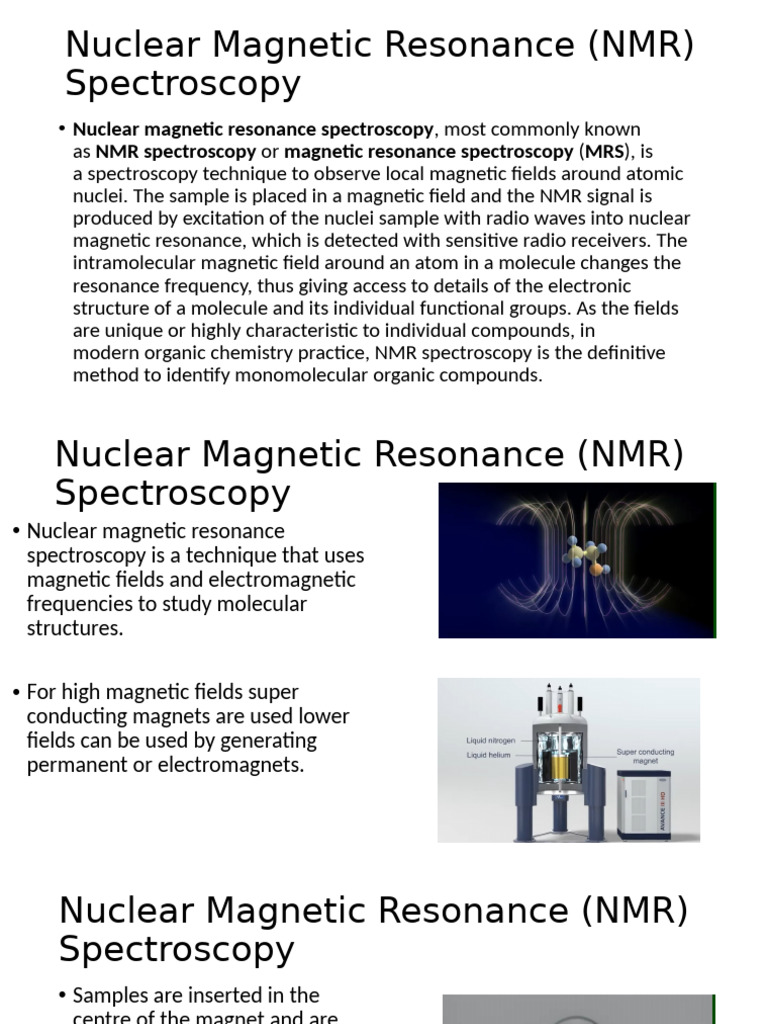 NMR Spectroscopy: Analyzing Molecular Structures | PDF | Technology ...