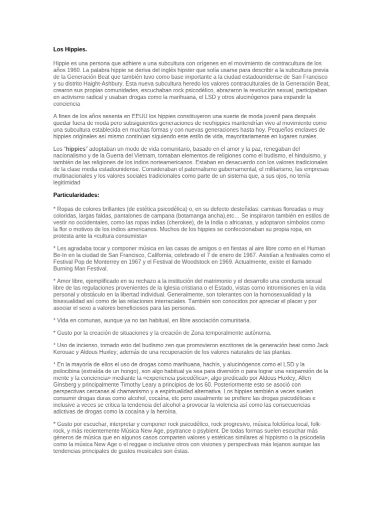 Orígenes y características del hippismo | PDF | Hippie