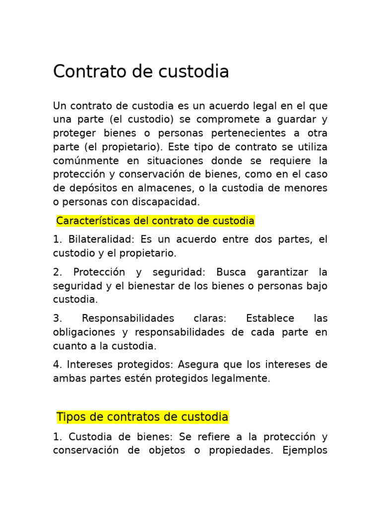 Contrato de Custodia | PDF | Justicia | Crimen y violencia