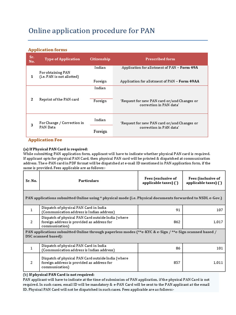 Online PAN Application Final Brief Process March 14 2019 | PDF ...