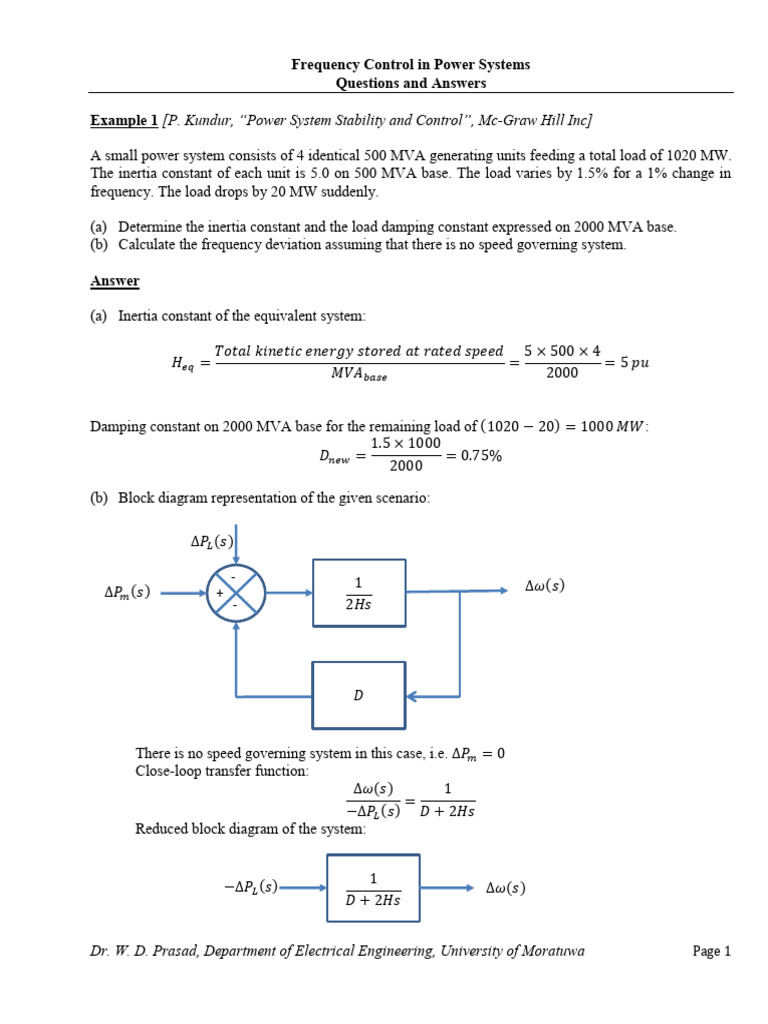 Tutorial - Frequency Control in Power Systems | PDF | Frequency | Electronic Engineering