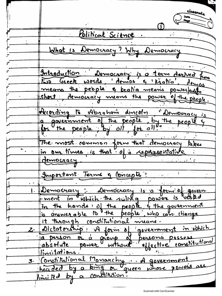 9th Notes of Democracy | PDF