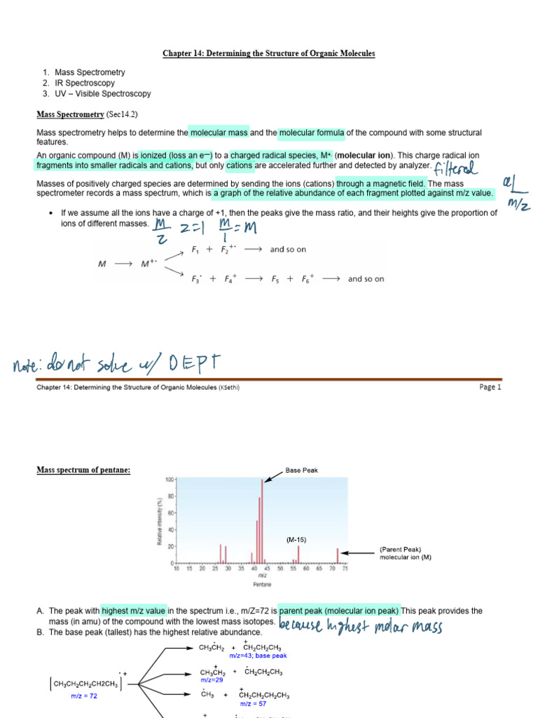 Chapter 14 - Determining Structure | PDF | Mass Spectrometry | Ion