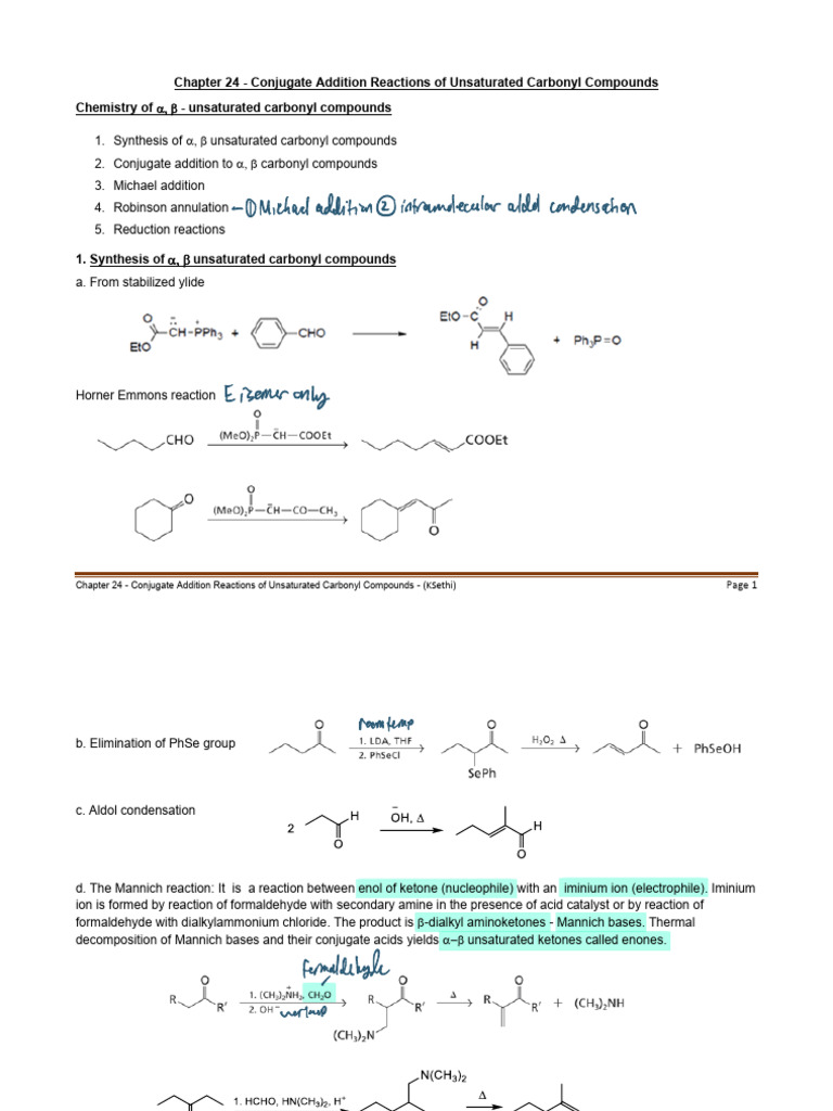 Chapter 24 - Conjugate Addition of Unsaturated Carbonyls | PDF | Ketone ...