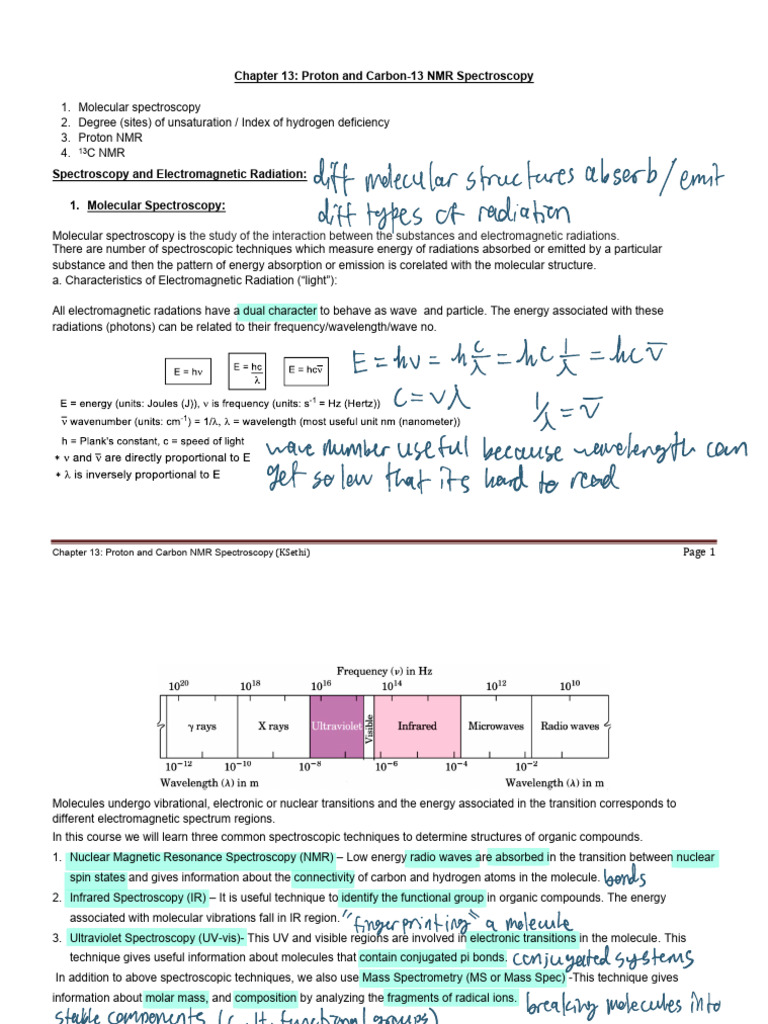 Chapter 13 - NMR Spectros | PDF | Nuclear Magnetic Resonance | Electromagnetic Radiation